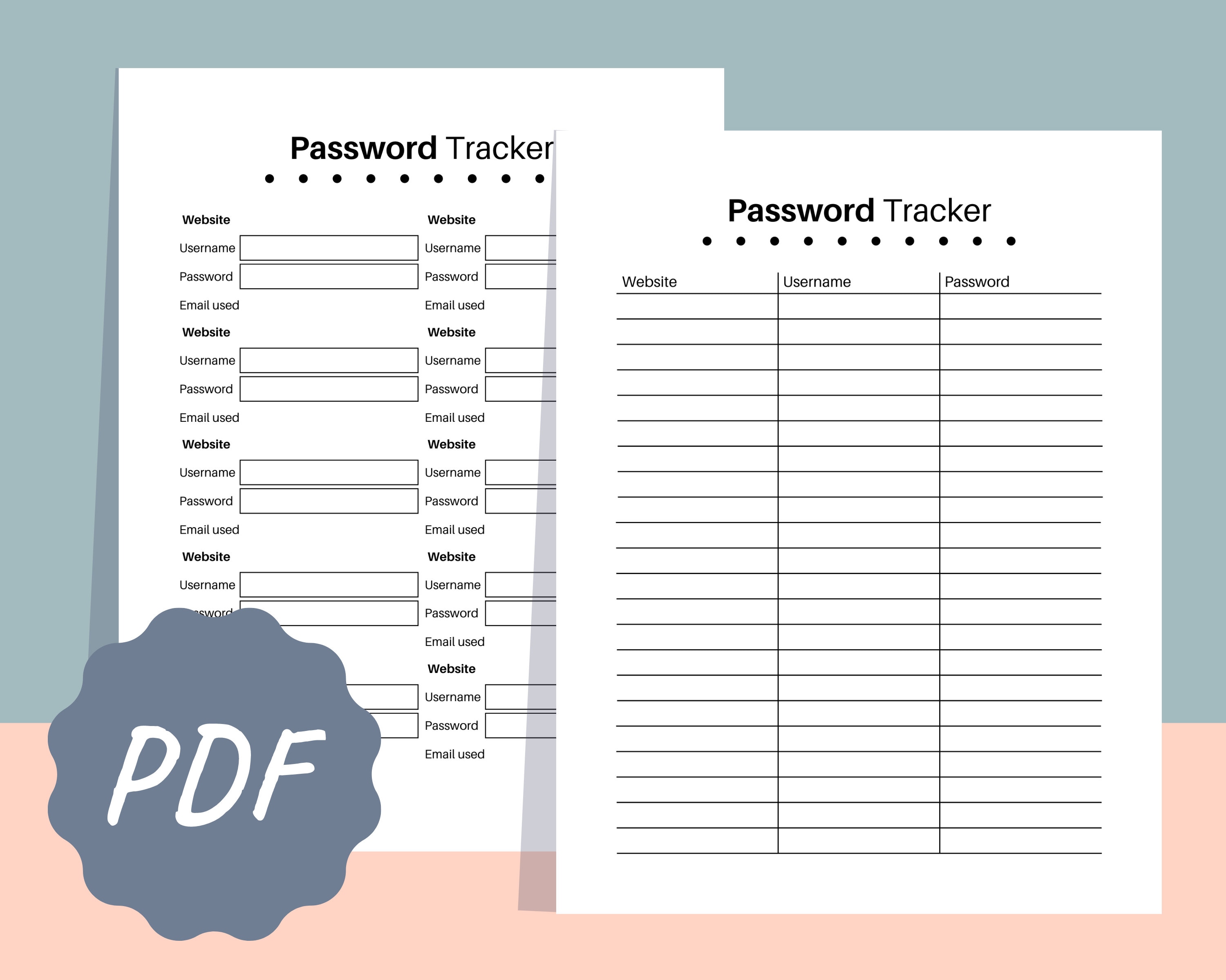 Password Tracker Printable, Username Keeper, Password Organizer ...