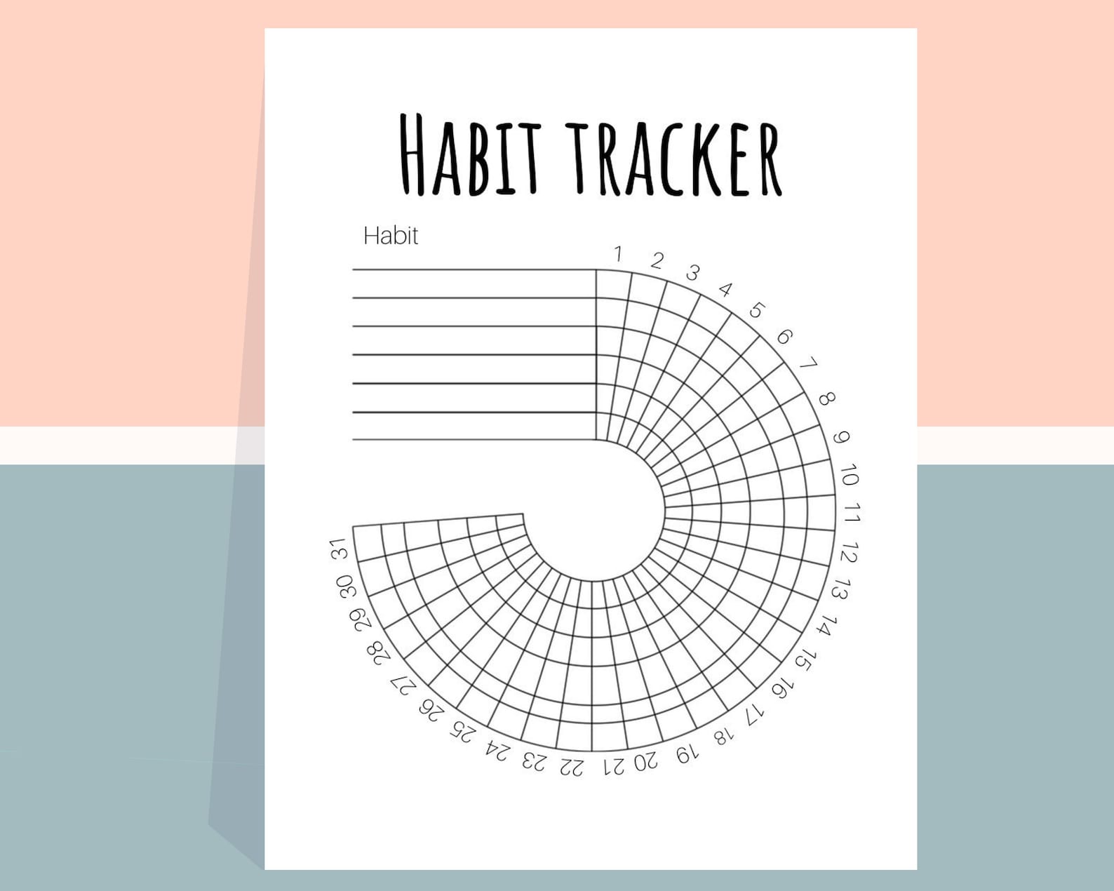Circular Habit Tracker, Round Monthly Habit Log, Printable Self ...