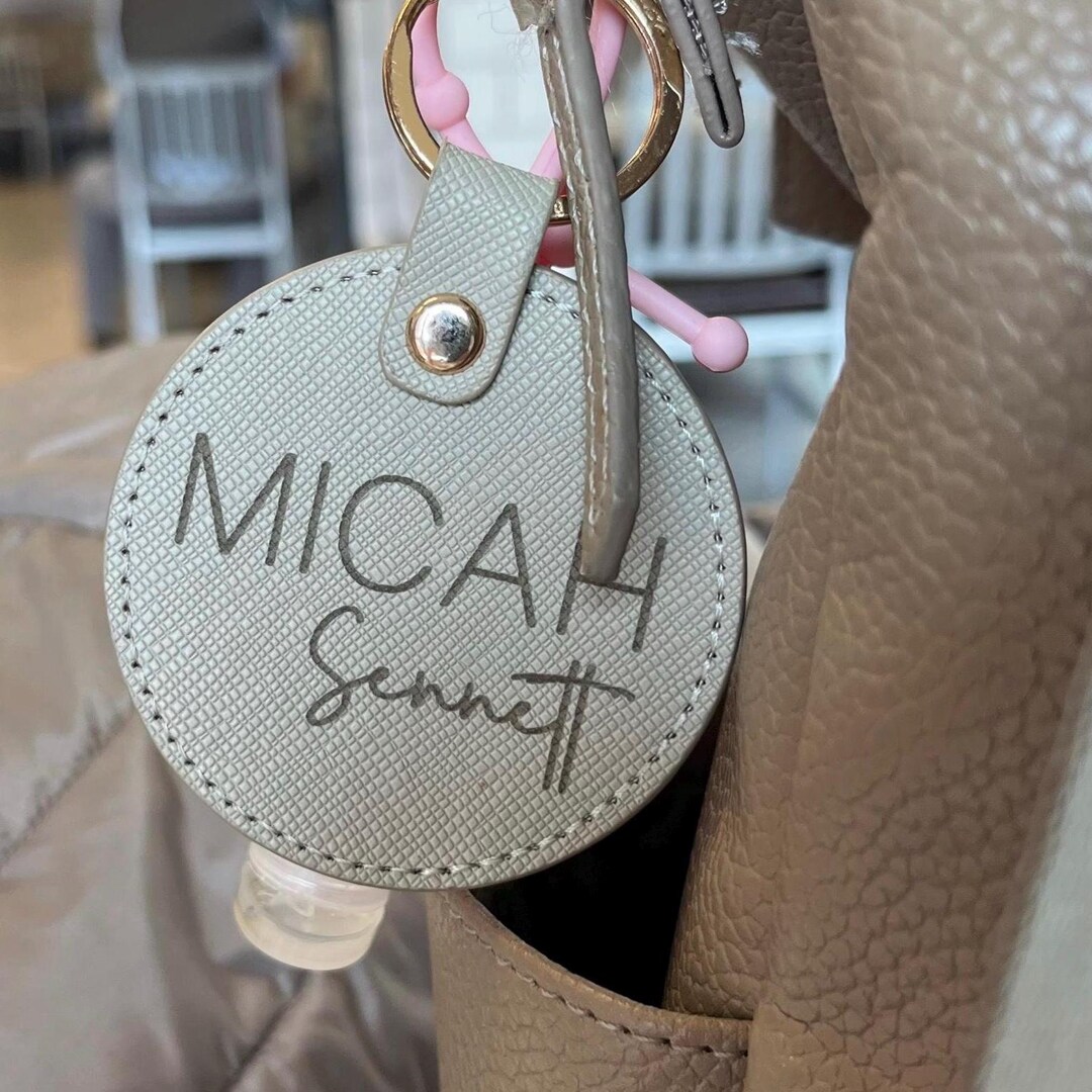 Diaper & Luggage Bag Tags ~ Round Engraved Leather Bag Tags. Add Name ...