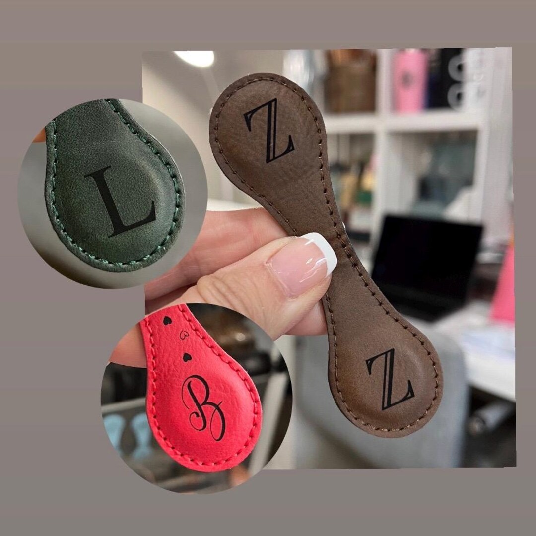 Personalized Initial Bookmark Leather, Magnetic, Engraved Custom Gift ...