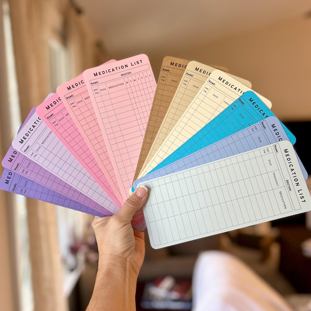 Medication List Tracker Set, Personal Daily RX Log, Cardstock - Etsy