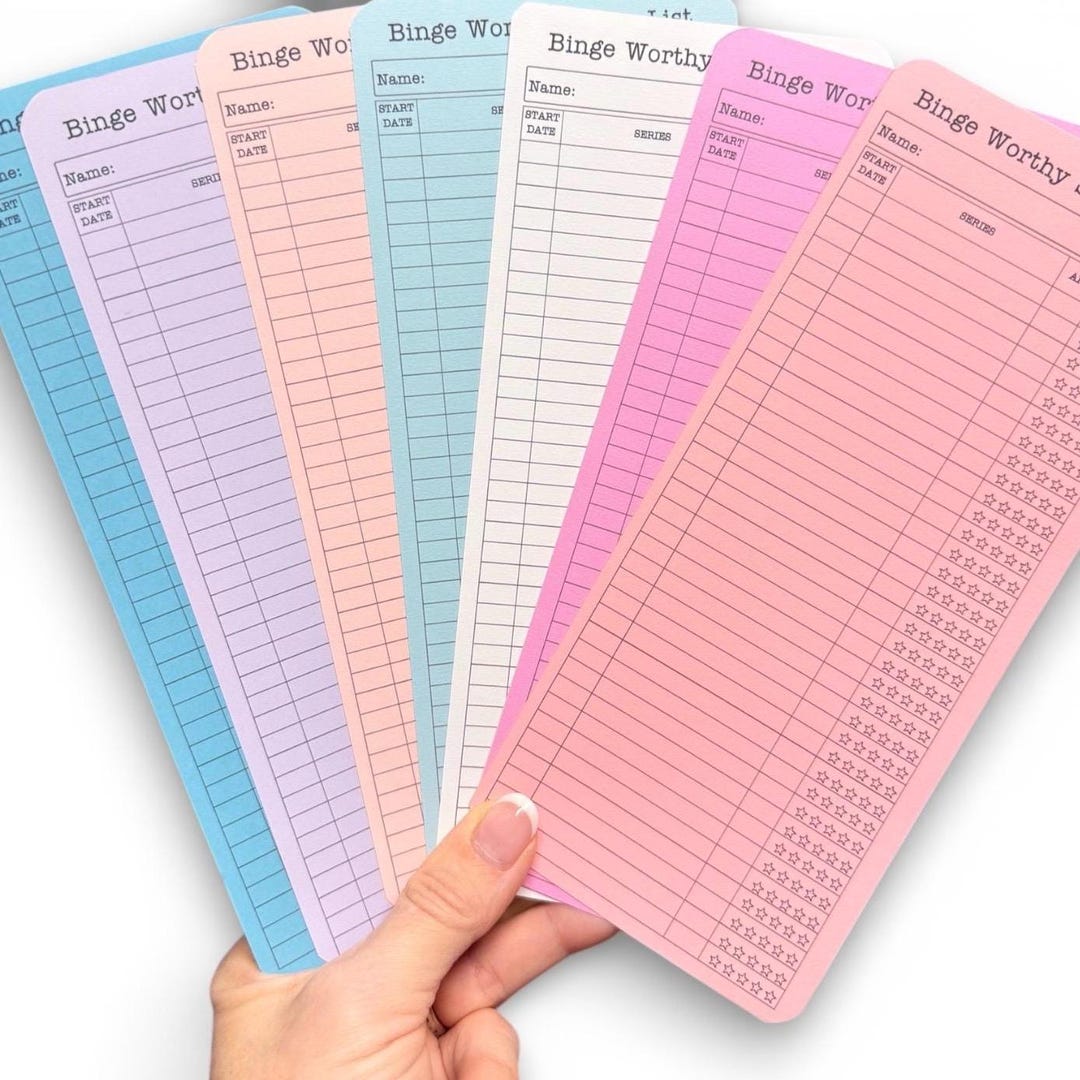 Binge Worthy TV Series Watch List Set, Colorful Show Tracker - Etsy