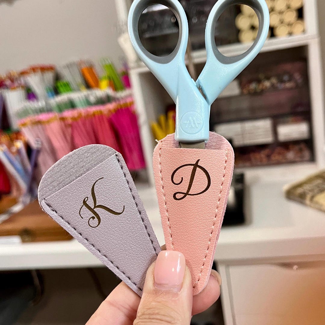 Personalized Scissor Sheath, Engraved Leatherette Scissor Tip Protector ...
