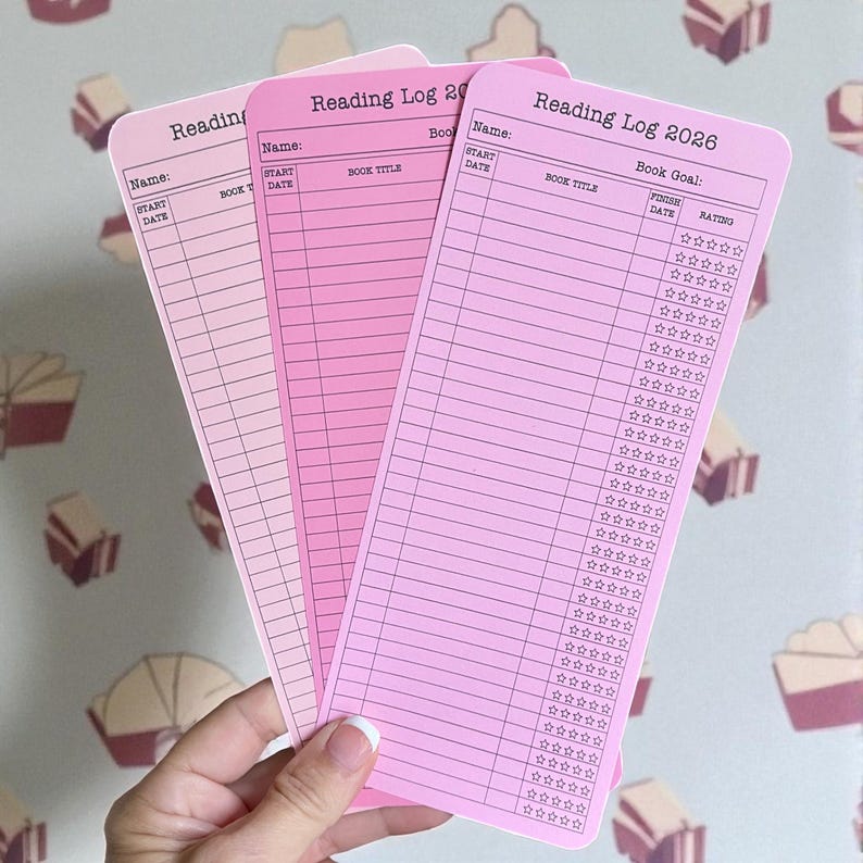 2026 Reading Log Bookmarks, Card Stock Book Goal List, Set of 3 - Etsy