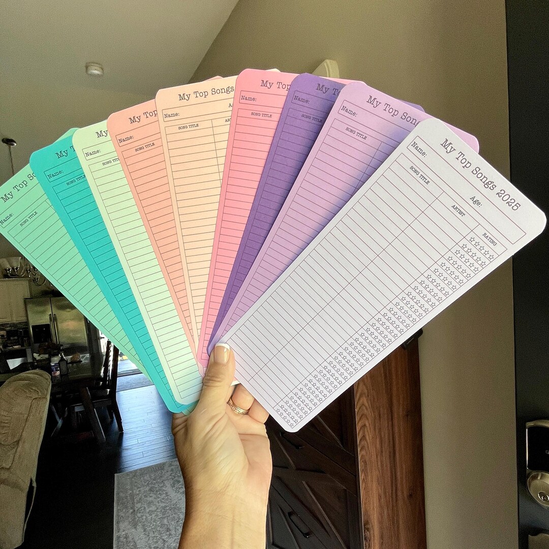Song List Music Tracker Log, Library Card Style Cardstock Bookmark - Etsy
