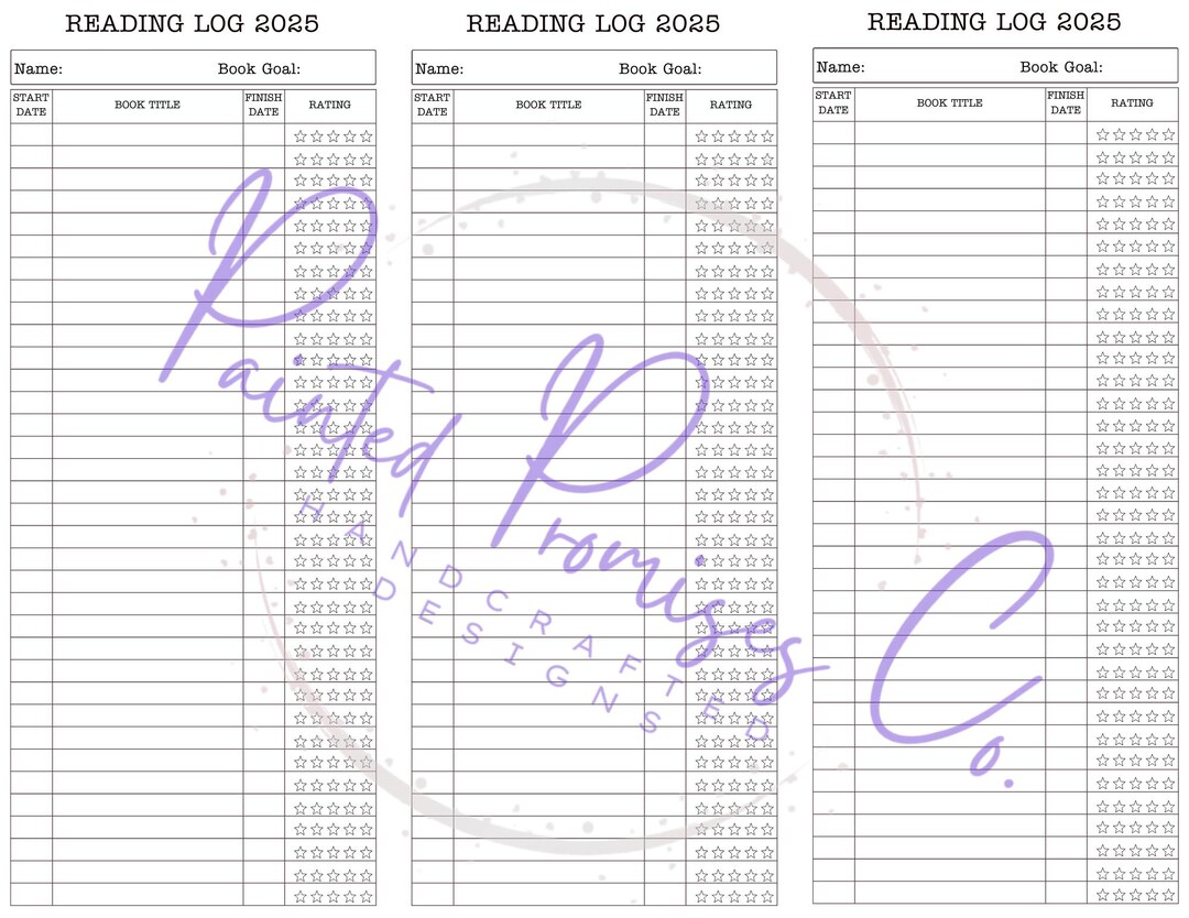 2025 Reading Log Bookmark Digital Download Version. Book Goal List ...