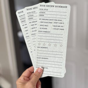 Book Review Sets Bookmark Log. Set of 6 or 12 Card Stock Book Review ...