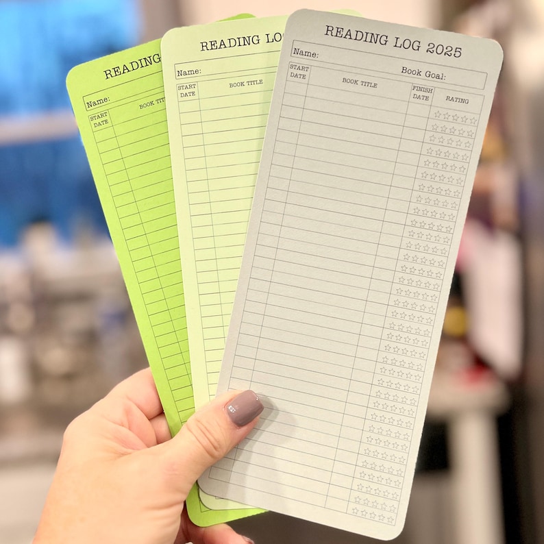 Personalized Reading Log Card Stock Bookmarks, Custom Title, Book Club ...