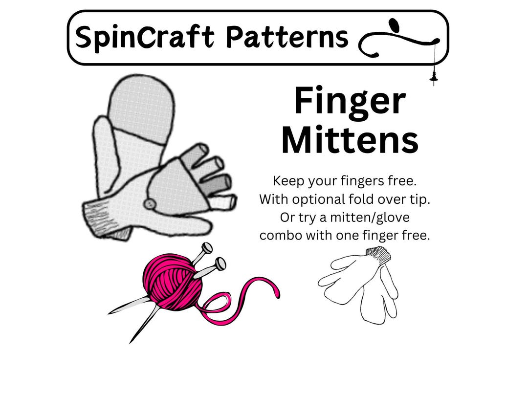 Finger Mittens and Folding Finger Mittens Knitting Pattern - Etsy