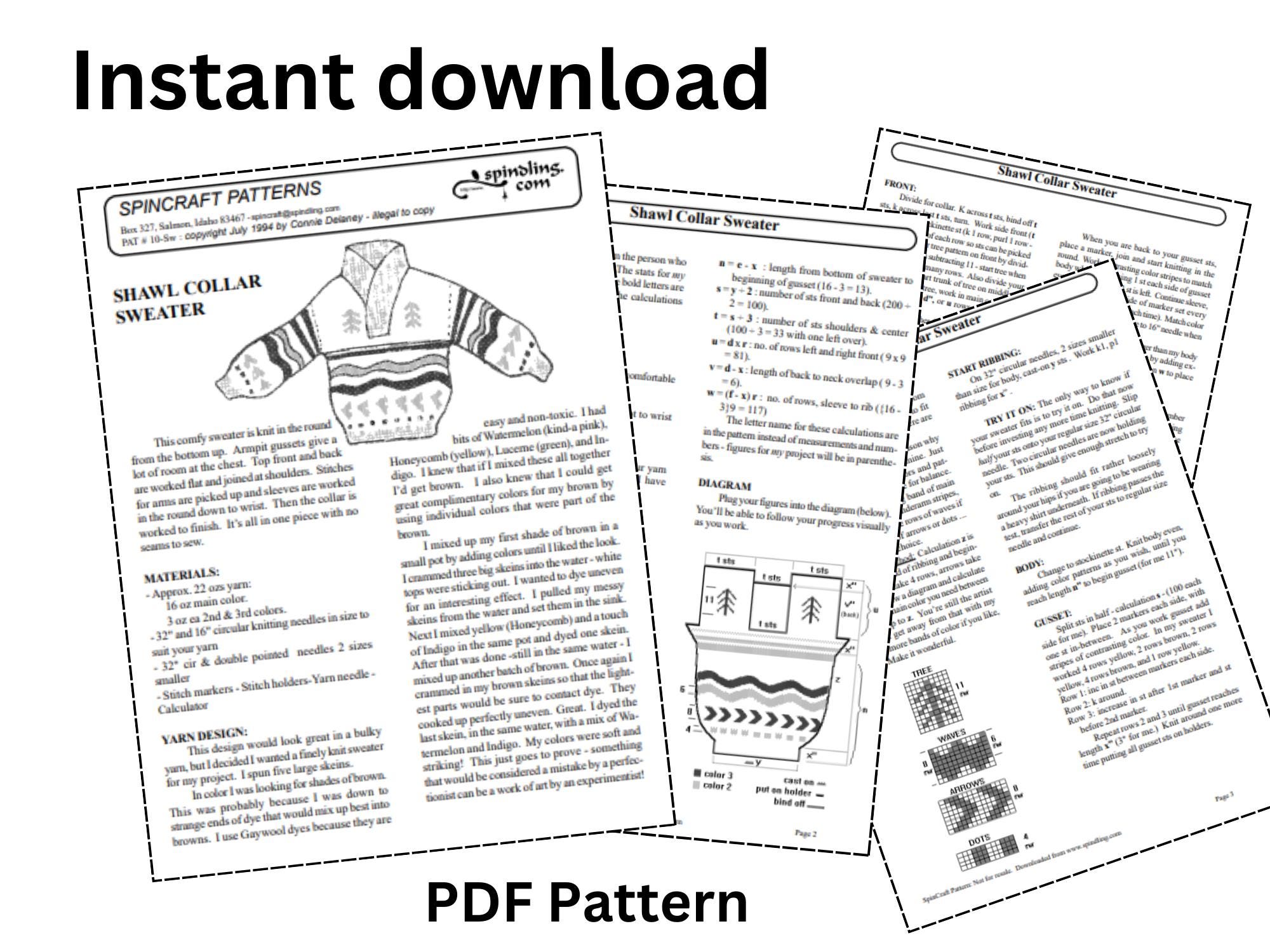 Shawl Collar Sweater Knitting Pattern - Etsy