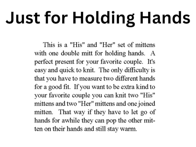 Holding Hands Mittens Knitting Pattern - Etsy