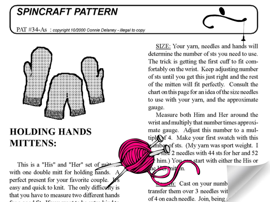 Holding Hands Mittens Knitting Pattern - Etsy