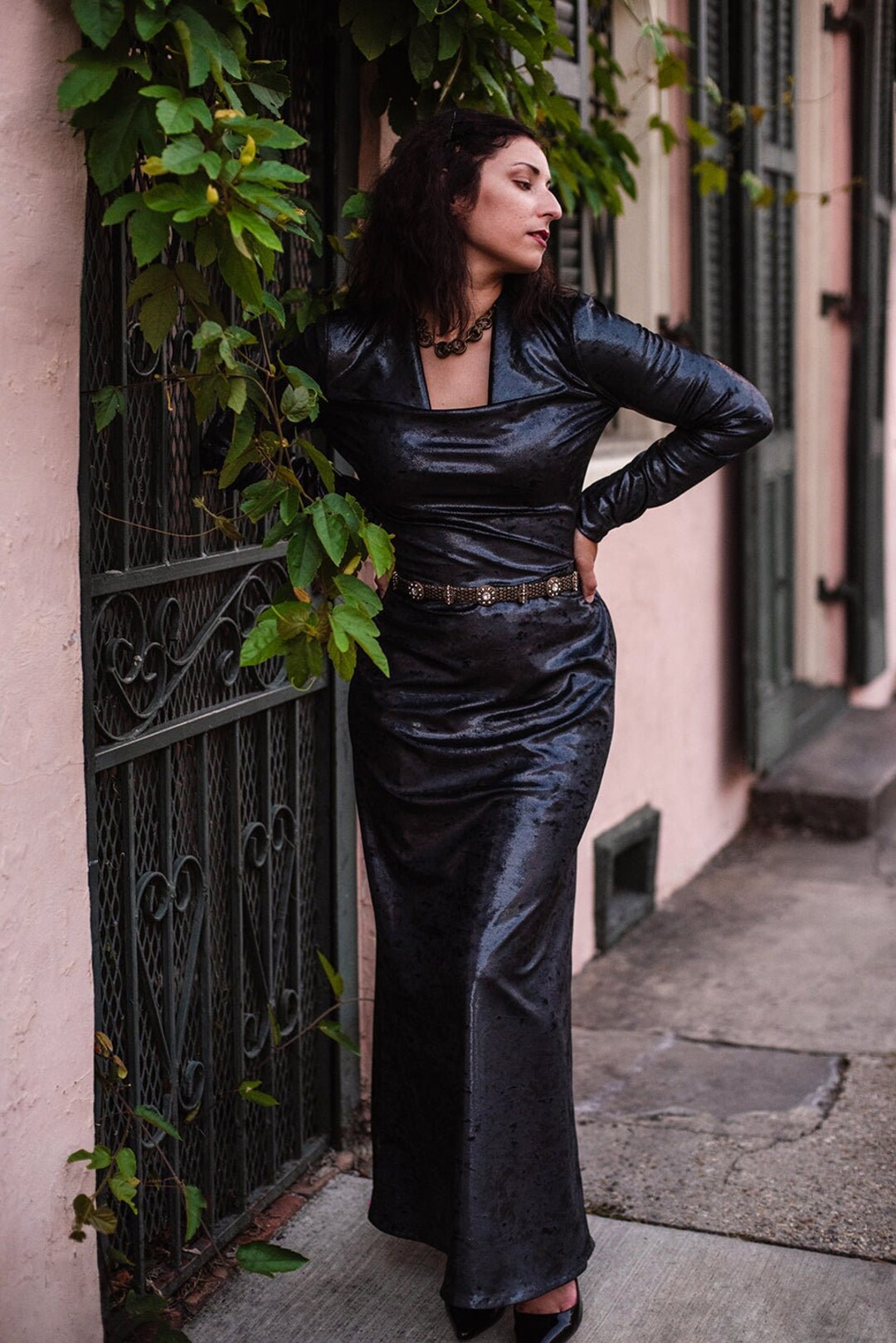 Brontë Dress in Oil Slick Iridescent Velvet Knit - Etsy