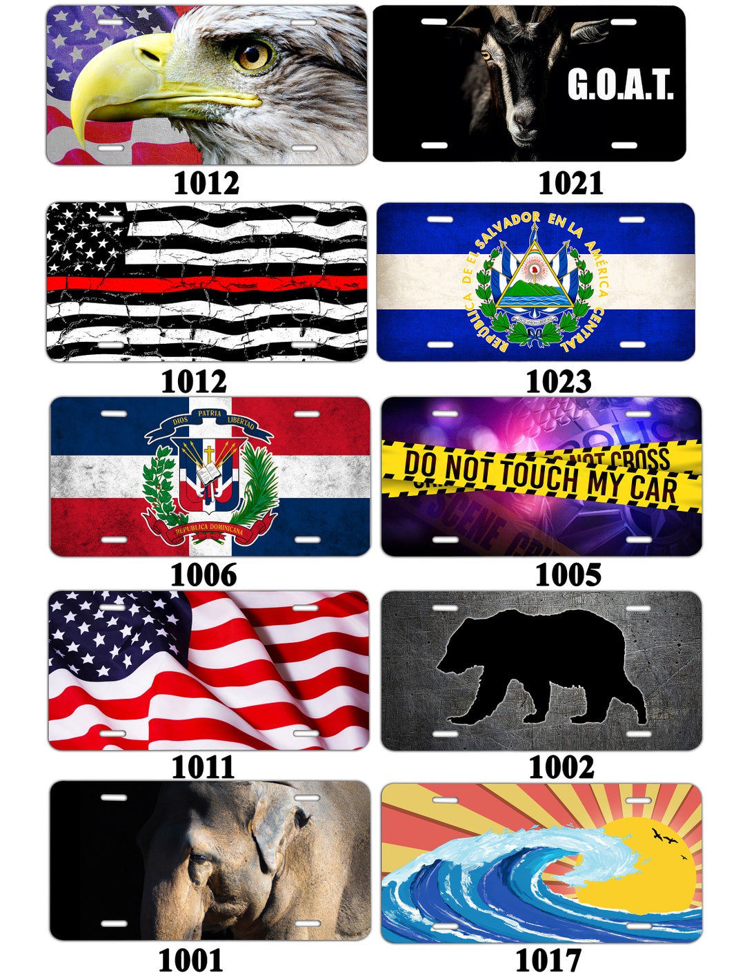 Variation of Sublimated License Plate Front Car Decoration 6"x12" Inch ...