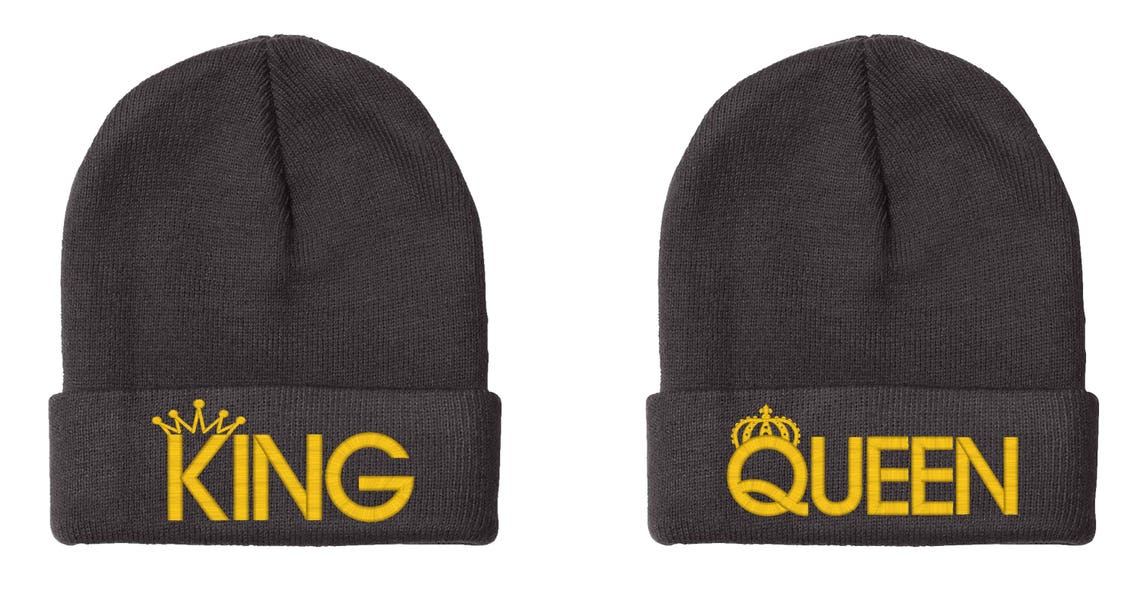 King & Queen Couple Matching Set of 2 Knit Winter Beanie | Etsy