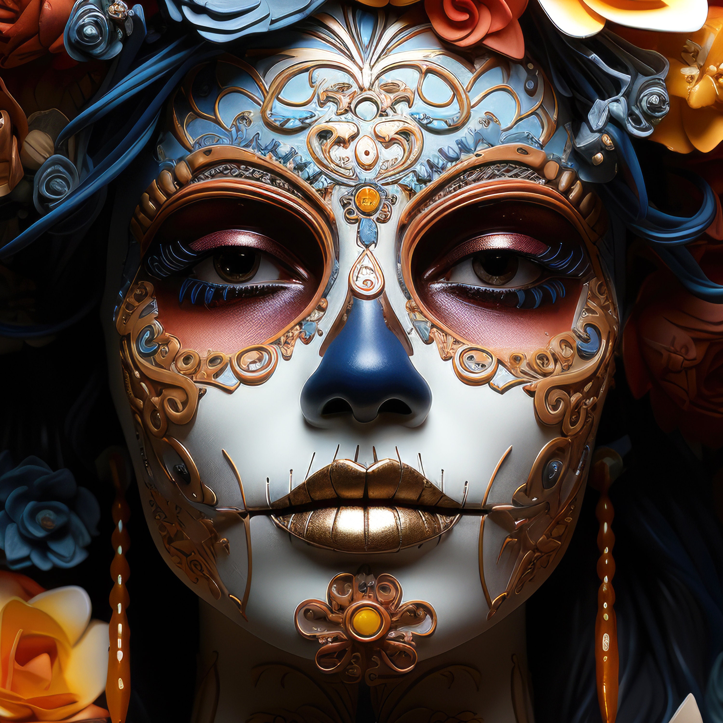 Day of the Dead Mexican Catrina Poster, Mexico Catrina Sugar Skull Girl ...