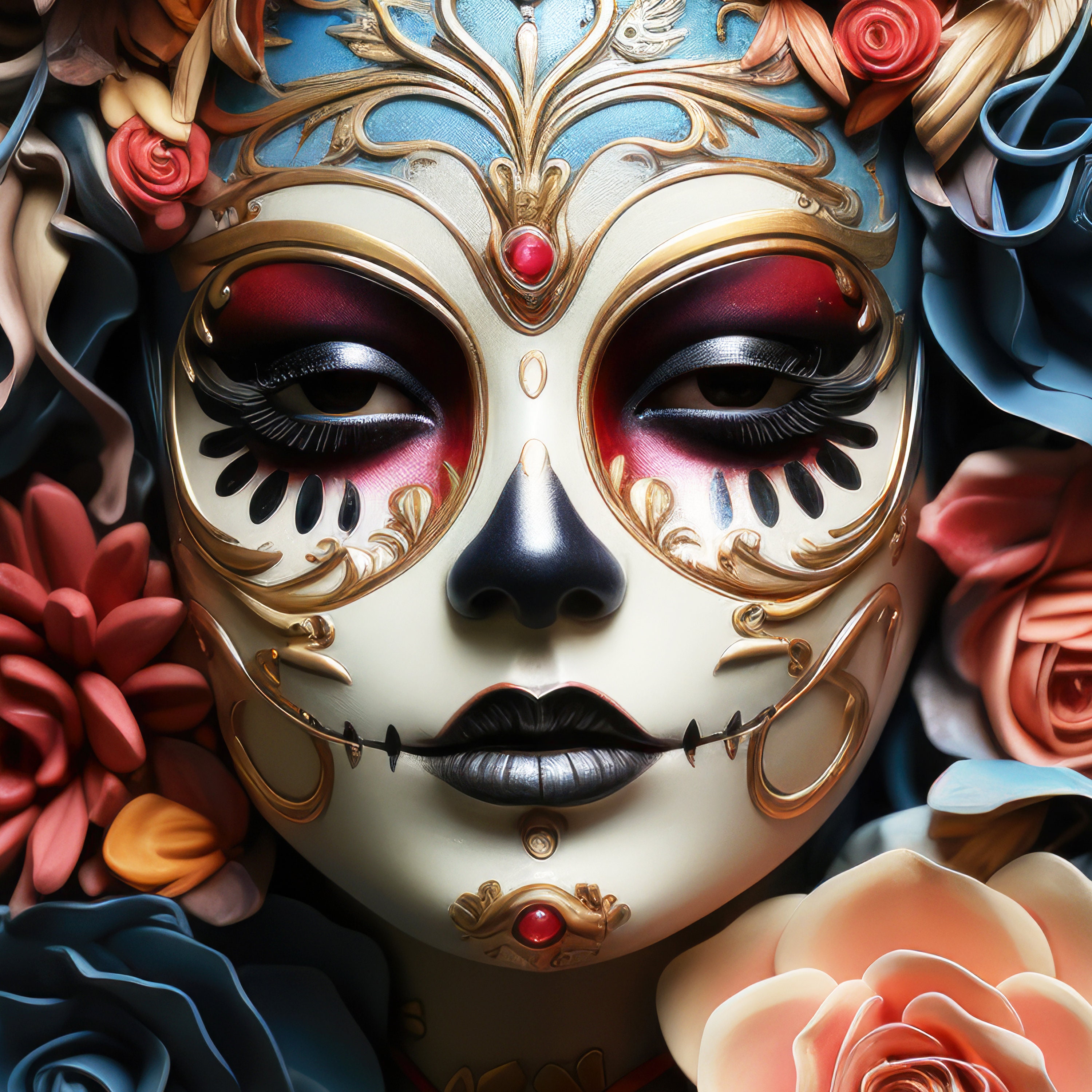 Day of the Dead Mexican Catrina Poster, Mexico Catrina Sugar Skull Girl ...