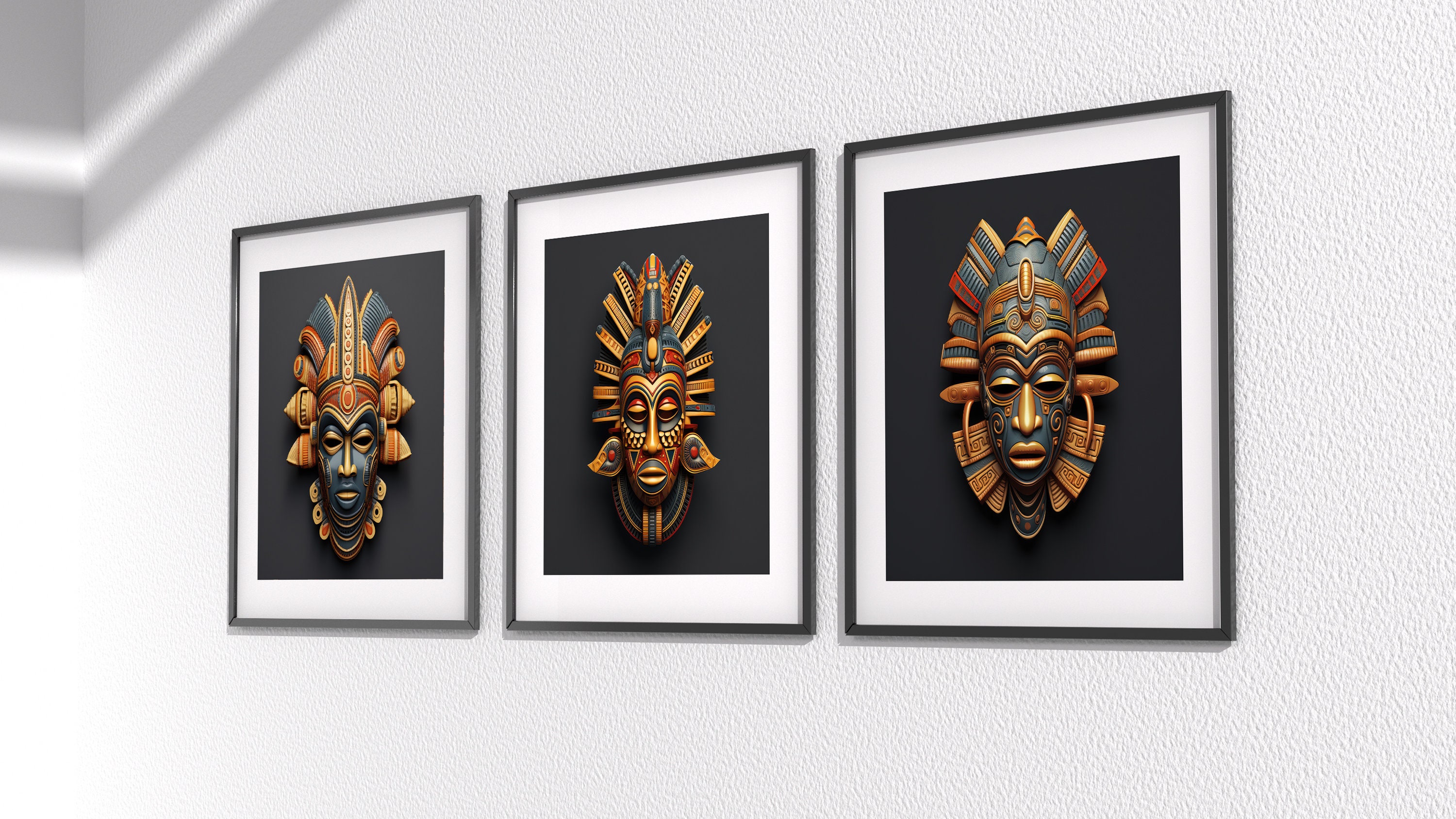 Bundle of 3 Printable African Mask Wall Art, Printable African Wall Art ...