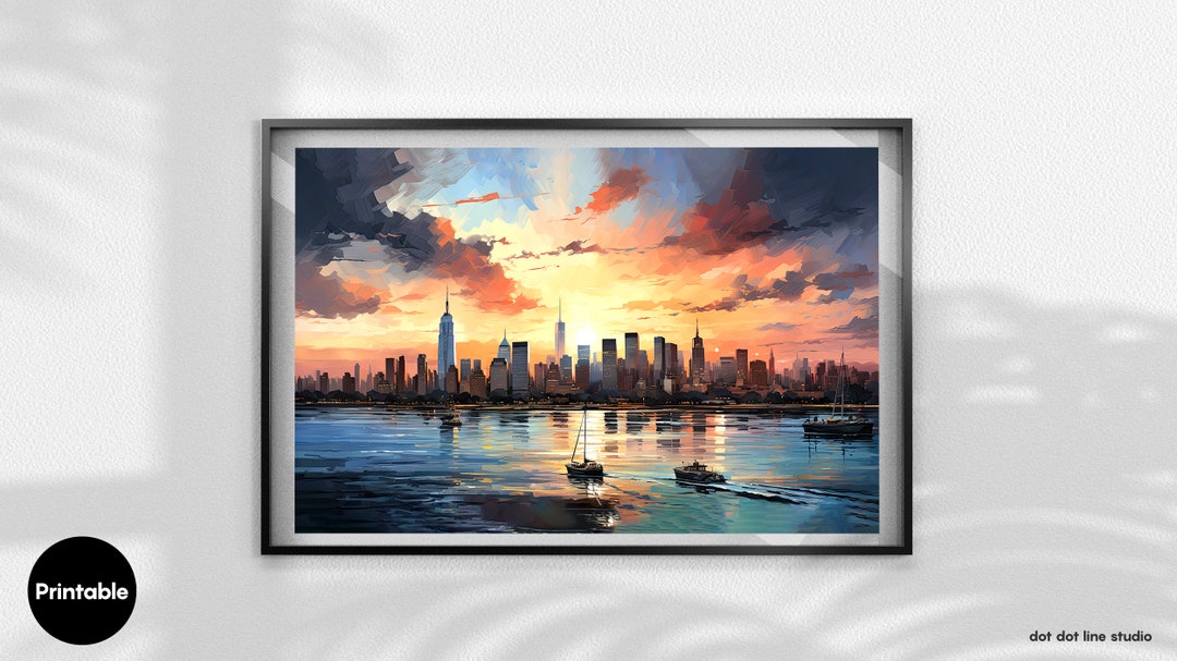 New York Skyline Poster, Hudson River NYC Skyline New York Poster ...