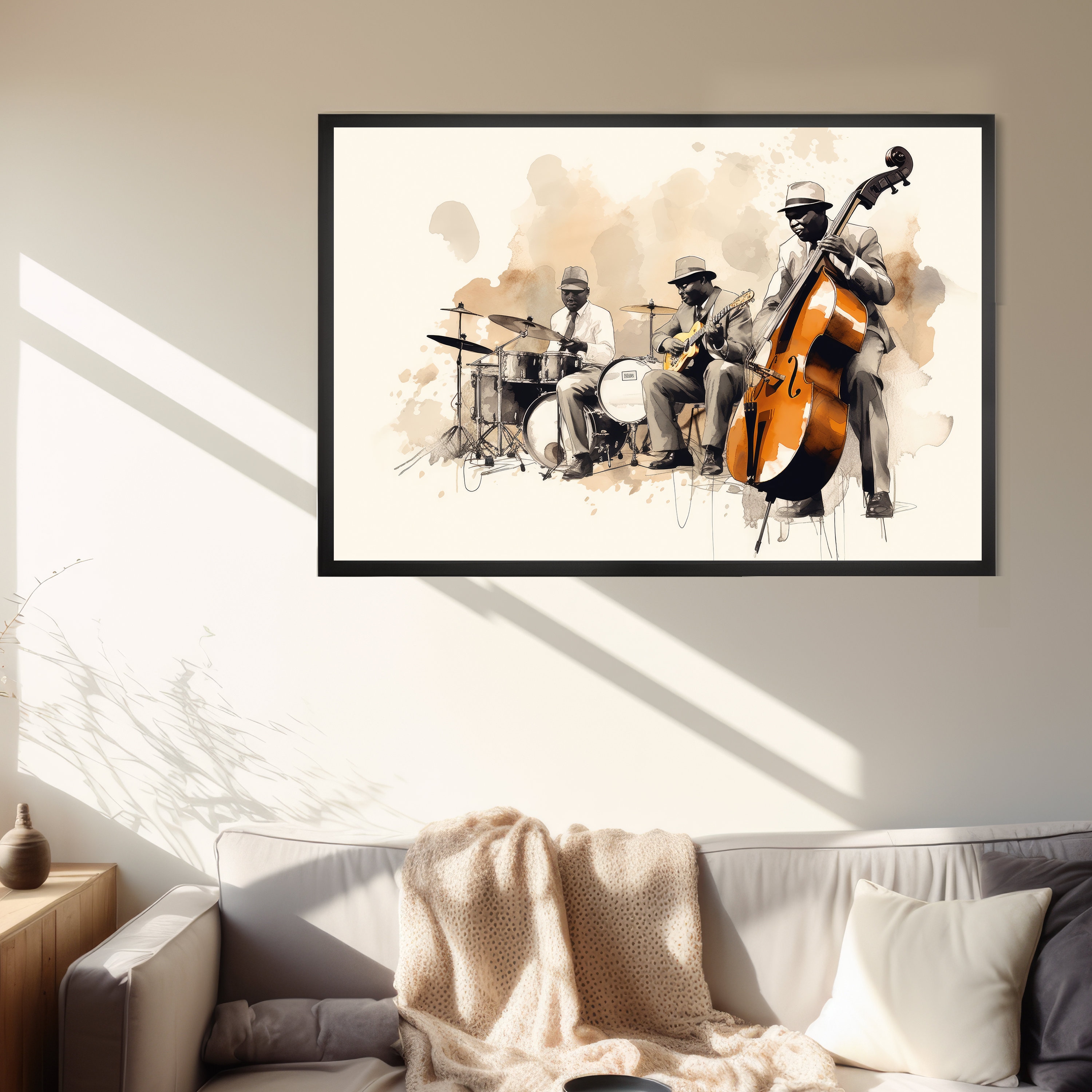 Jazz Band Watercolor Printable Poster, Jazz Band Art, Jazz Wall Decor ...