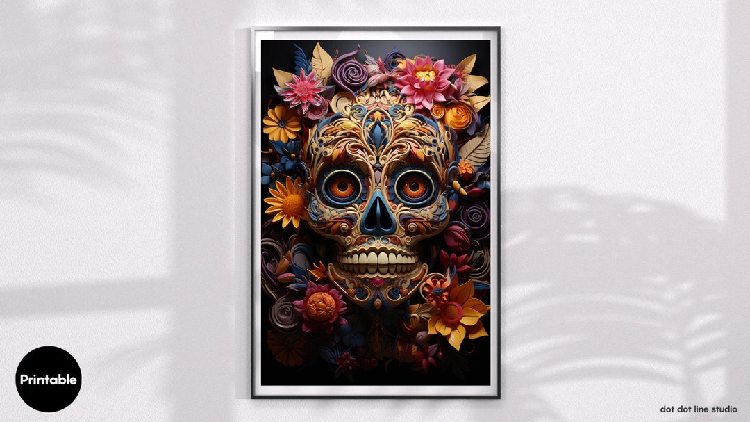 Mexican Calavera Printable Poster Skull Poster Mexican Decor - Etsy