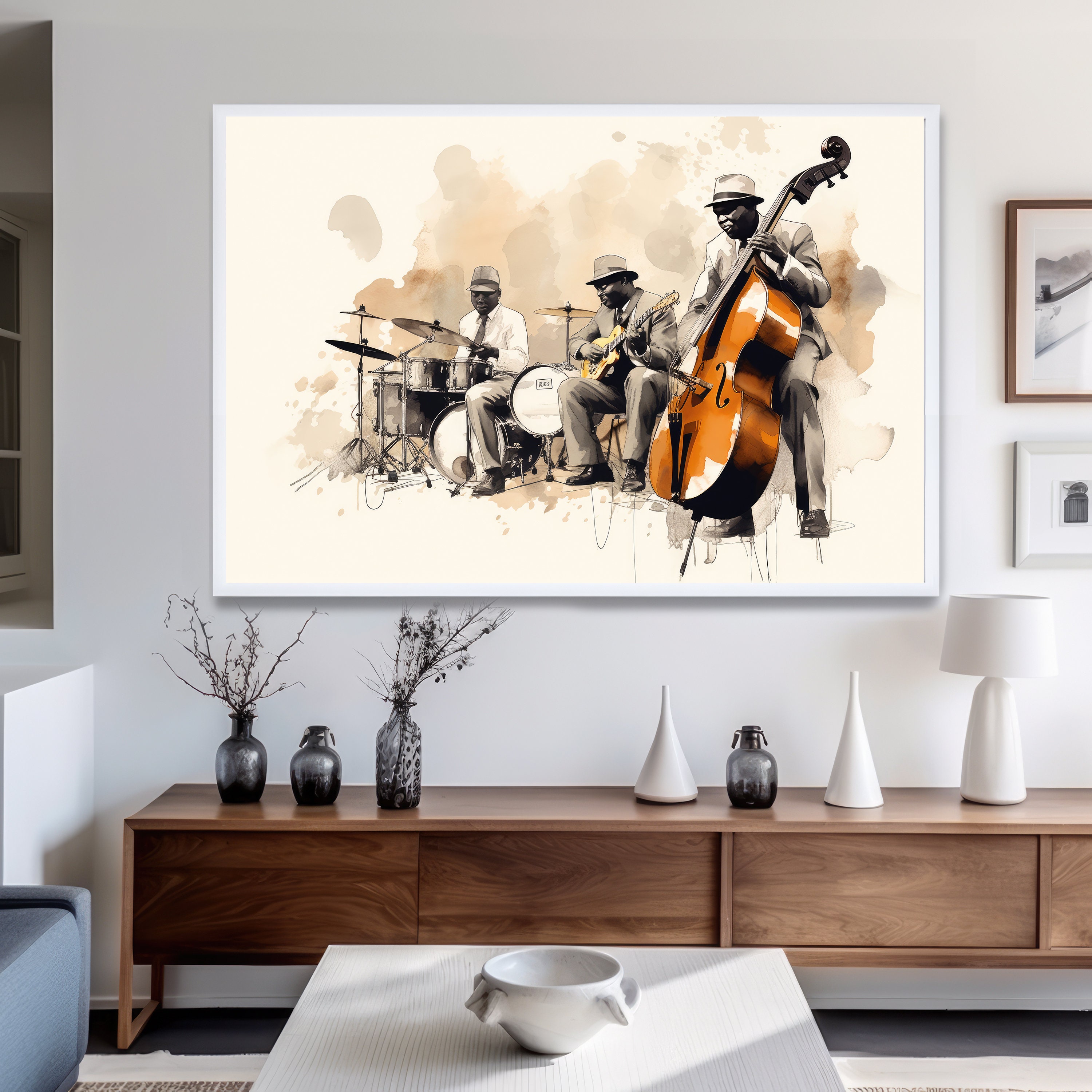 Jazz Band Watercolor Printable Poster, Jazz Band Art, Jazz Wall Decor ...