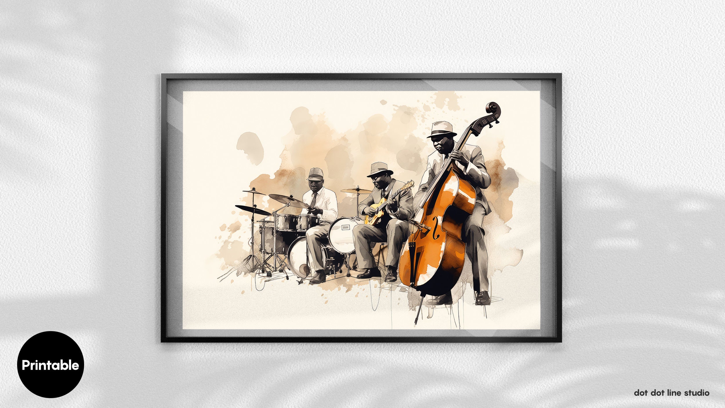 Jazz Band Watercolor Printable Poster, Jazz Band Art, Jazz Wall Decor ...