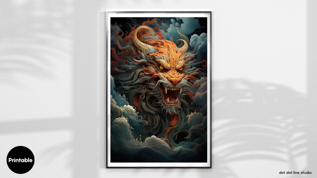 Chinese Dragon Printable Poster, Chinese Wall Art, Japanese Dragon ...