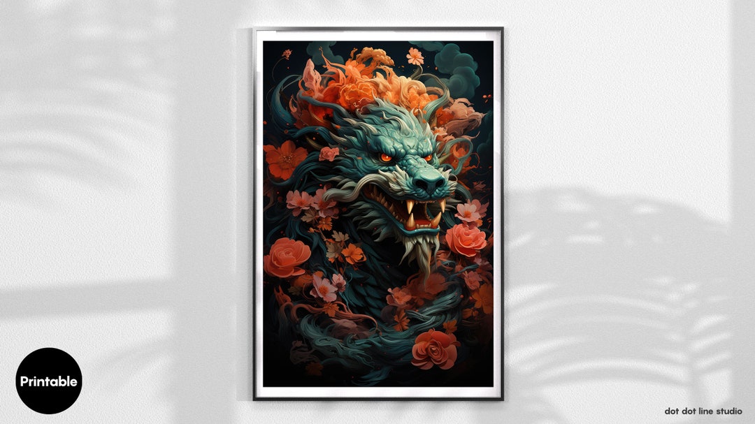 Chinese Dragon Printable Poster Chinese Wall Art Japanese - Etsy