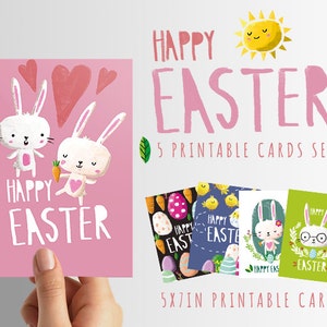 Easter Clip Art 5 Printable Cards INSTANT DOWNLOAD - Etsy
