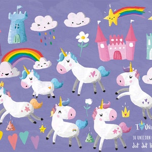 Unicorn Clipart Set- INSTANT DOWNLOAD Unicorn Graphics, Unicorn Party ...