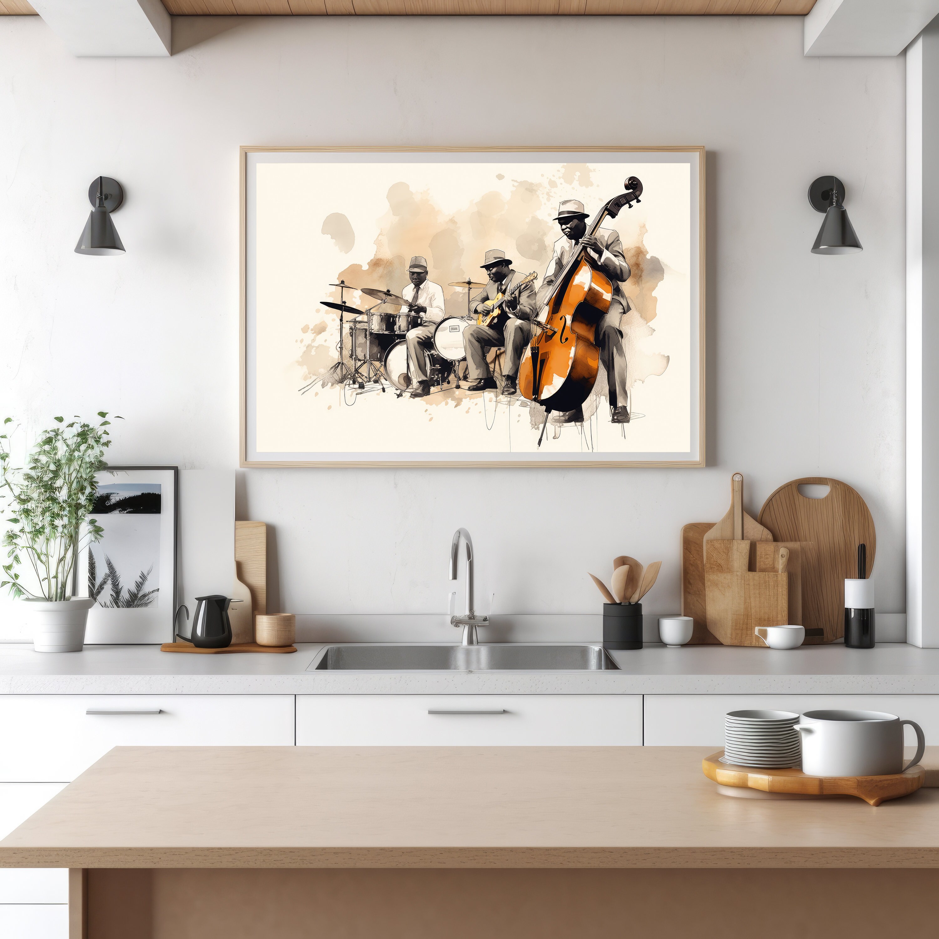 Jazz Band Watercolor Printable Poster, Jazz Band Art, Jazz Wall Decor ...