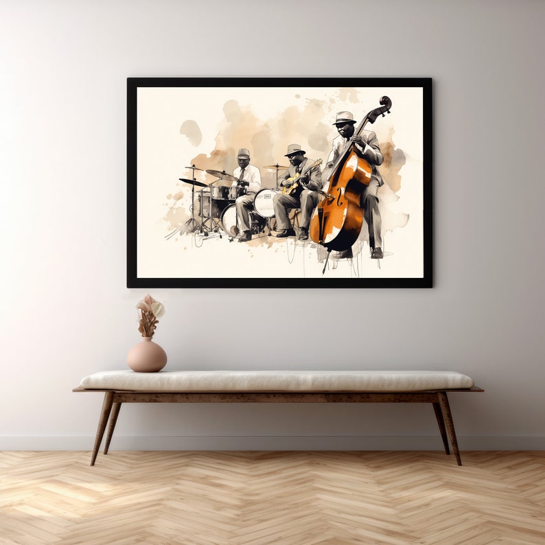 Jazz Band Watercolor Printable Poster, Jazz Band Art, Jazz Wall Decor ...