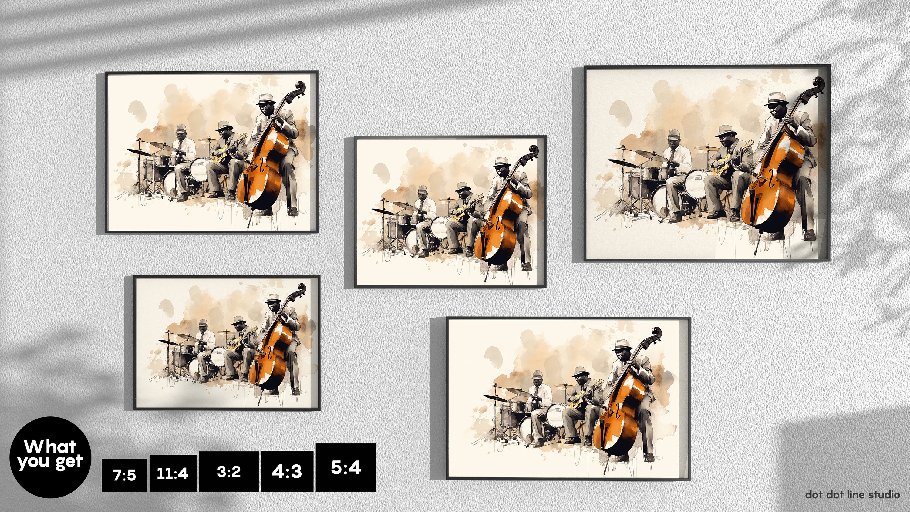 Jazz Band Watercolor Printable Poster, Jazz Band Art, Jazz Wall Decor ...