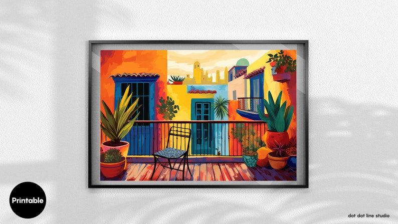 Colorful Town Printable Poster, Mexican Town Poster, Colorful Mexican ...
