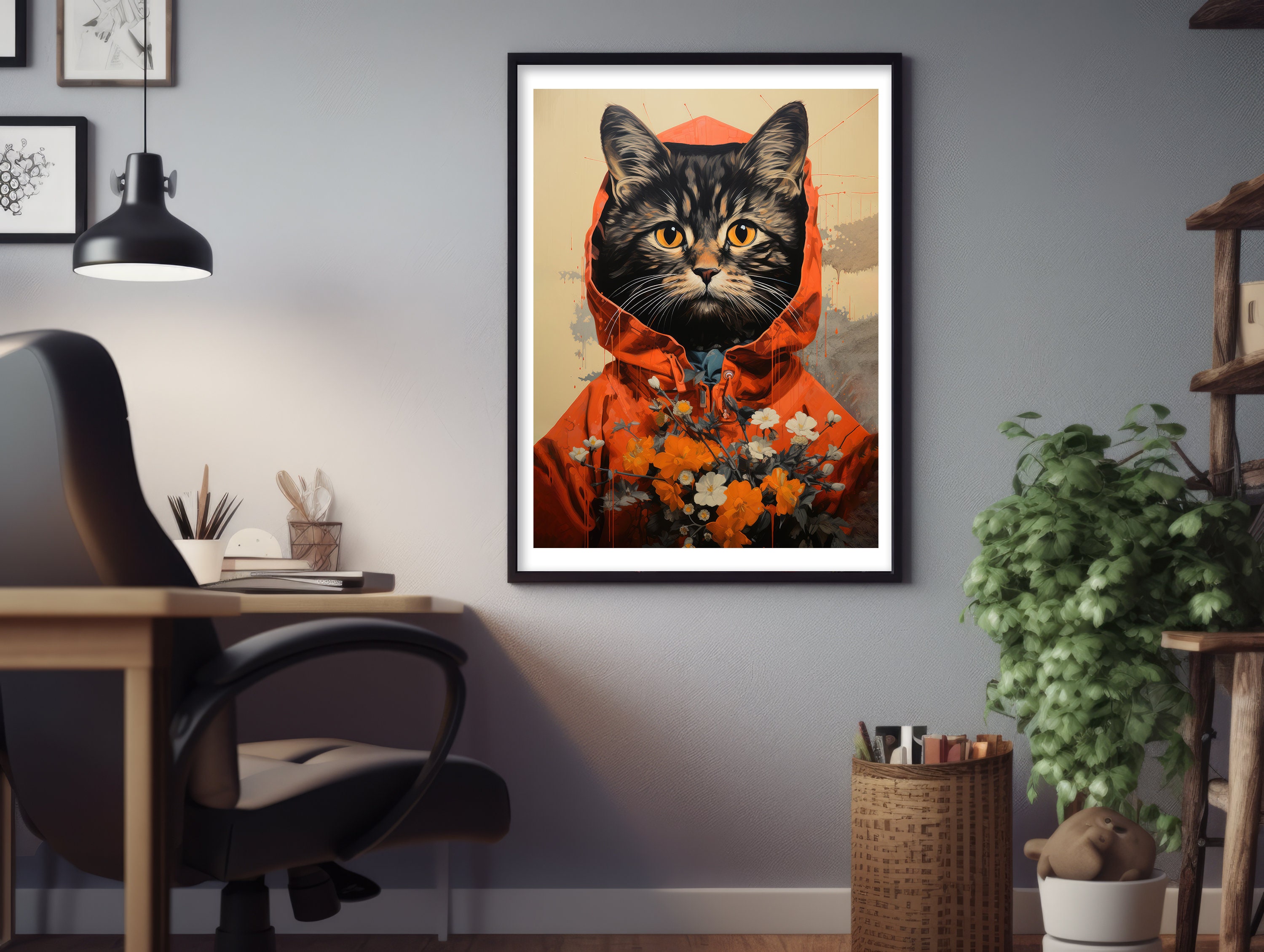 Printable Cat in Raincoat Poster Instant Download Cat Poster - Etsy