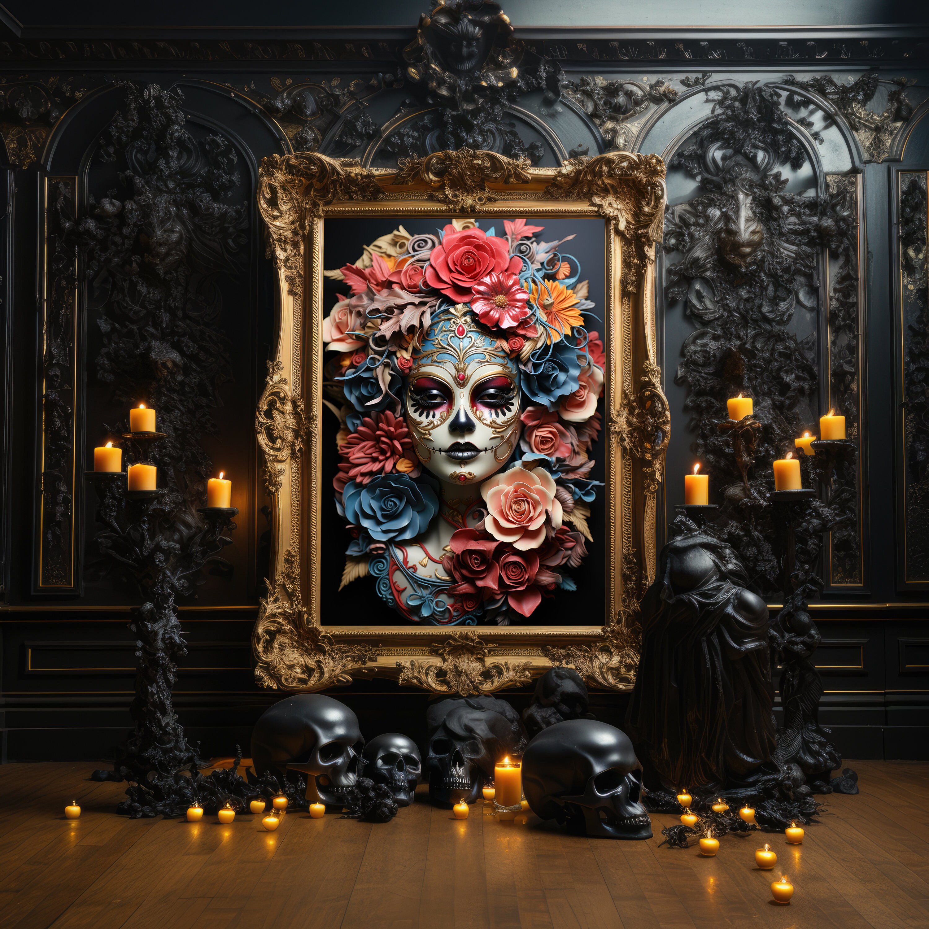 Day of the Dead Mexican Catrina Poster, Mexico Catrina Sugar Skull Girl ...