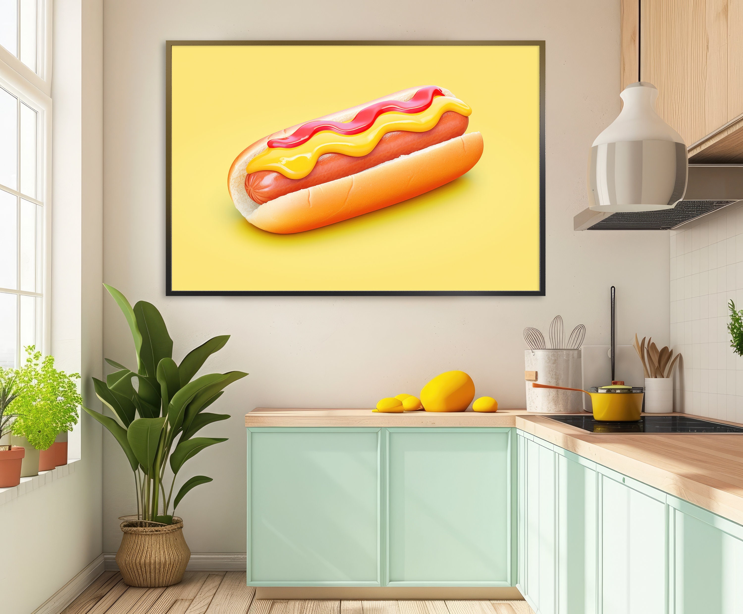 Hot Dog Printable Poster, Instant Download Food Decor, Food Wall Art ...