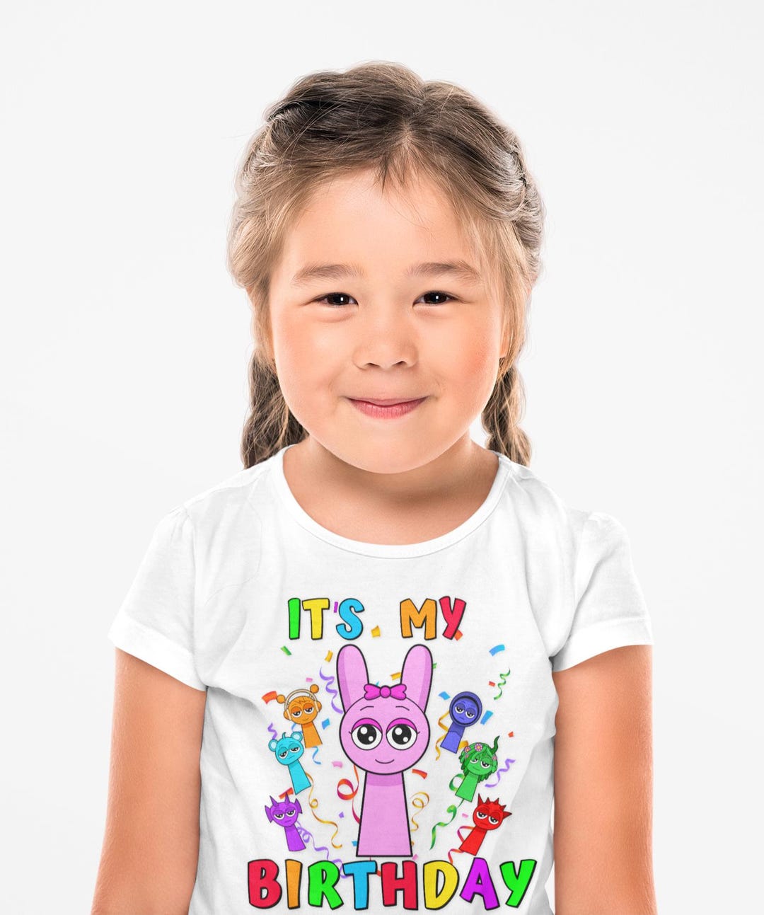 Girls Sprunki Birthday Shirt With Pinki Design, Cute Custom Birthday T ...