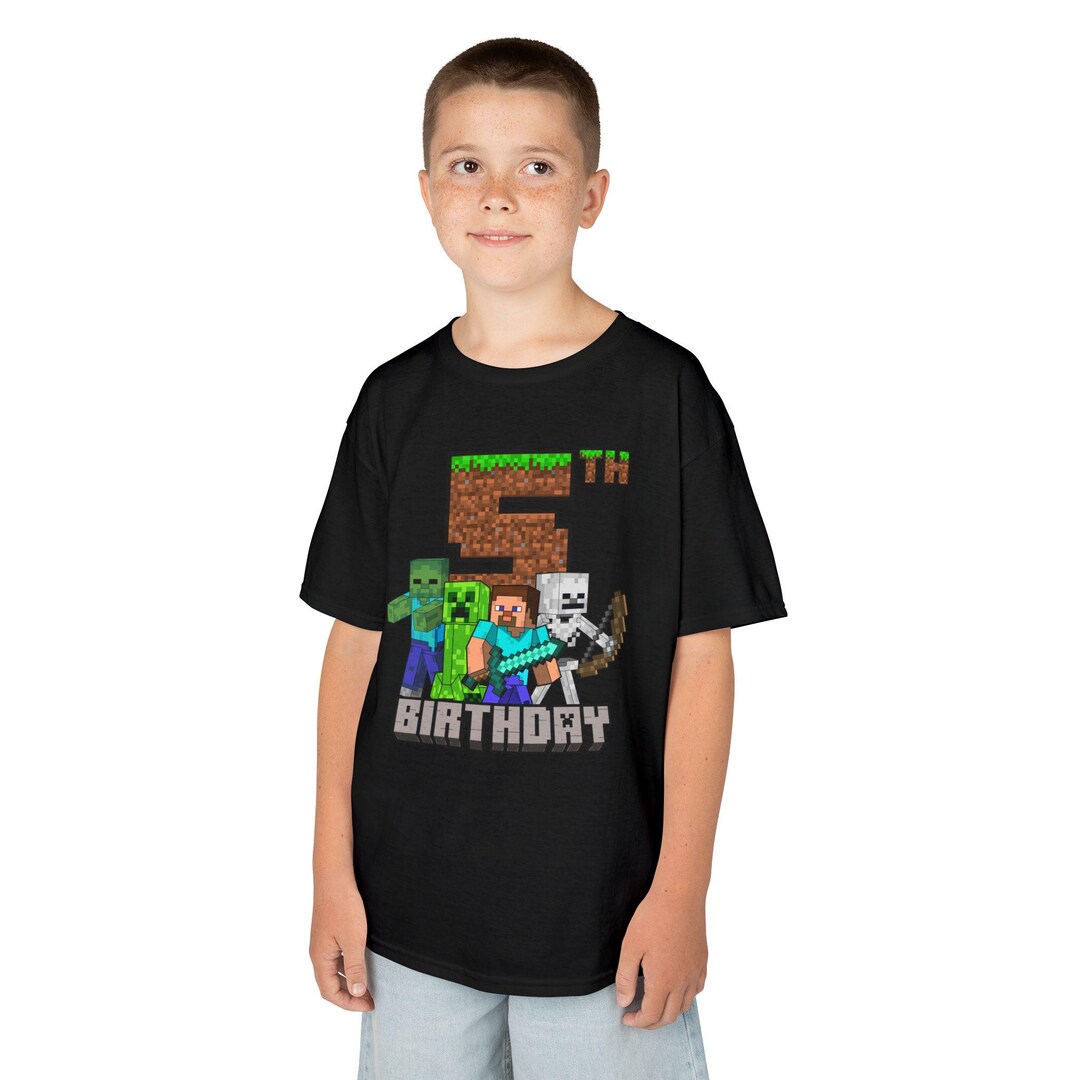Minecraft 5th Birthday Tee, Kids Minecraft Shirt, Gamer Birthday Gift ...