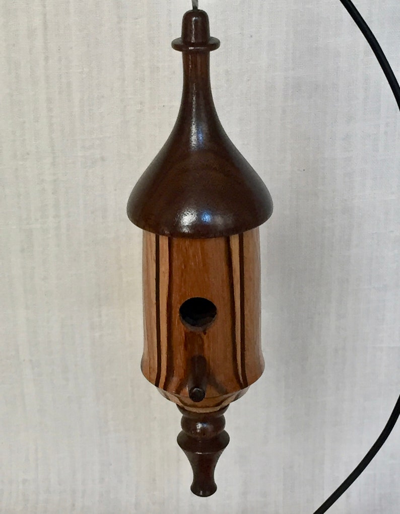 Miniature Ornamental Turned Wood Birdhouse With Stand | Etsy