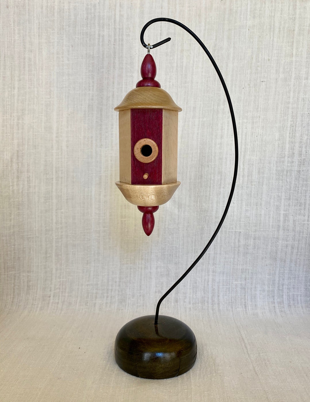 Miniature Ornamental Turned Wood Birdhouse With Stand - Etsy
