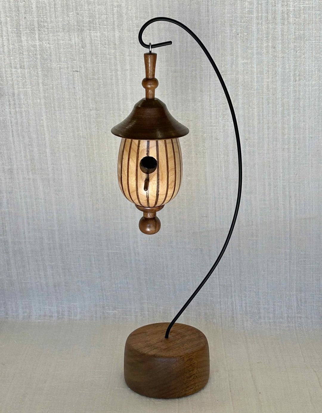Miniature Ornamental Turned Wood Birdhouse With Stand - Etsy