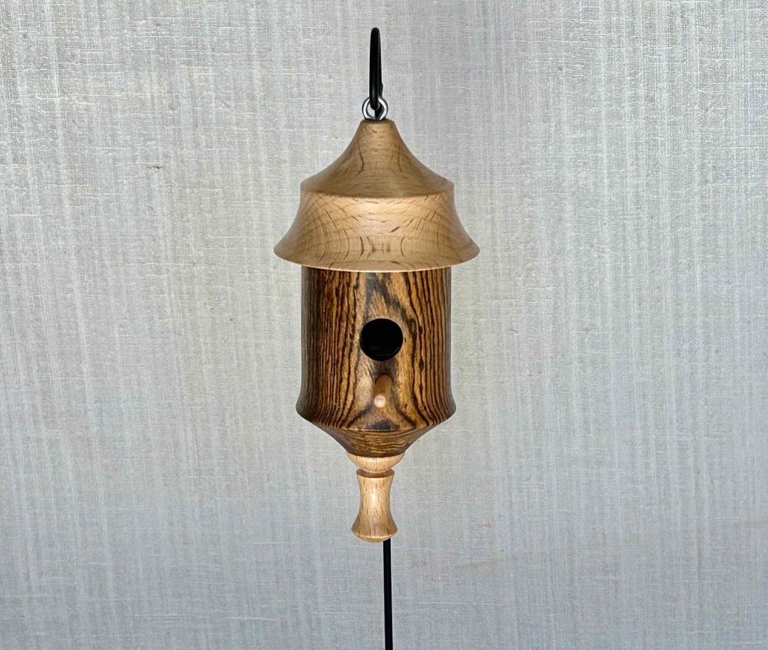 Miniature Ornamental Turned Wood Birdhouse With Stand - Etsy