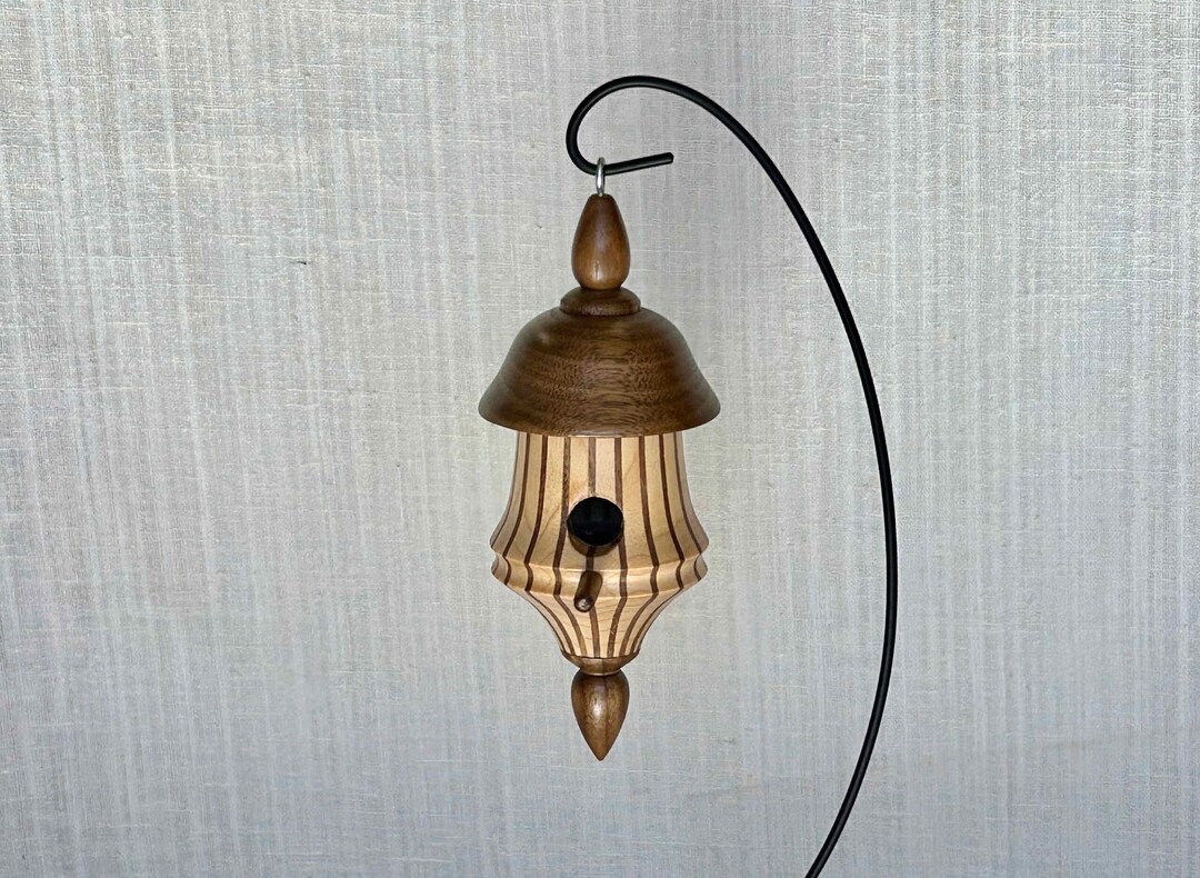 Miniature Ornamental Turned Wood Birdhouse With Stand - Etsy