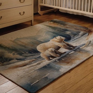 Polar Bear Rug for Nursery and Kids Rooms, Arctic Theme Decor, Rug for ...