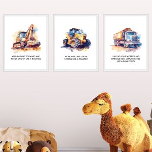 Construction Room Decor, Wall Art Set of 3 Trucks Decor for Nursery ...