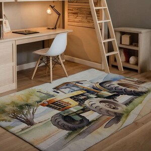 Construction Rug for Nursery and Kids Rooms, Tractor Decor, Rug for ...