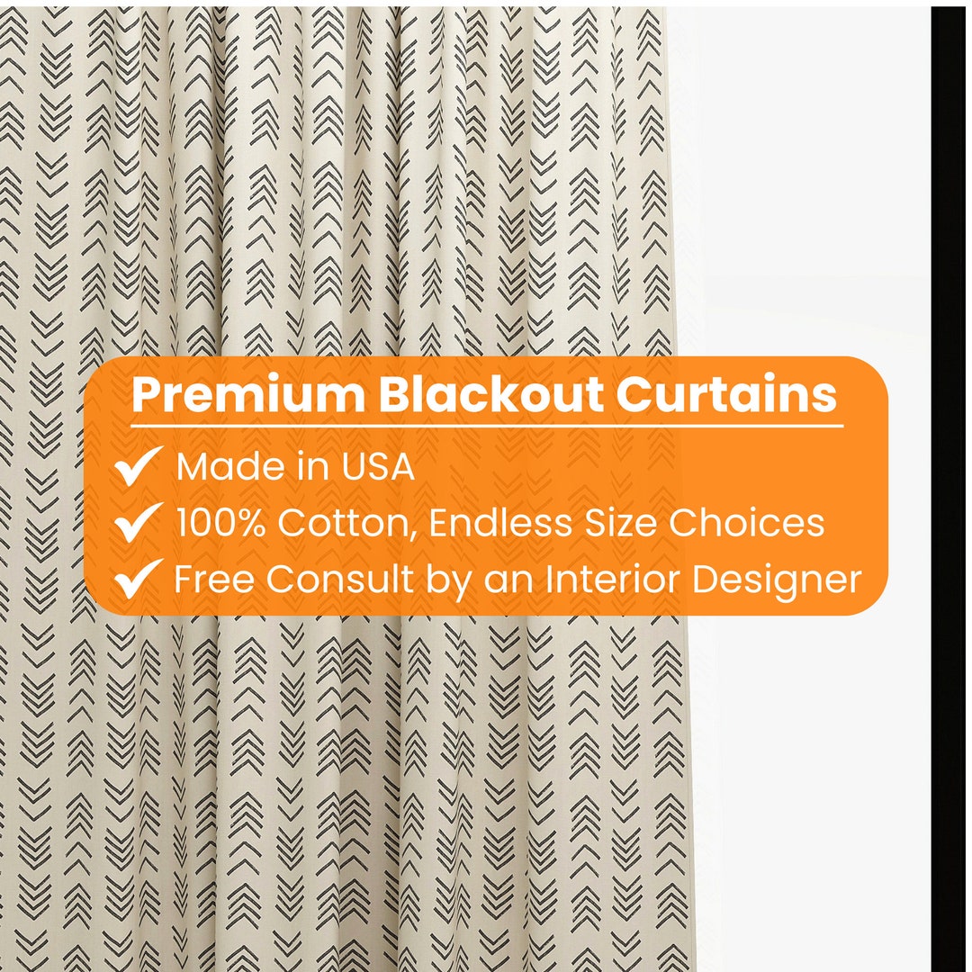 Mud Cloth Black Flame Curtains for Kids, Bohemian Curtain, Playroom ...