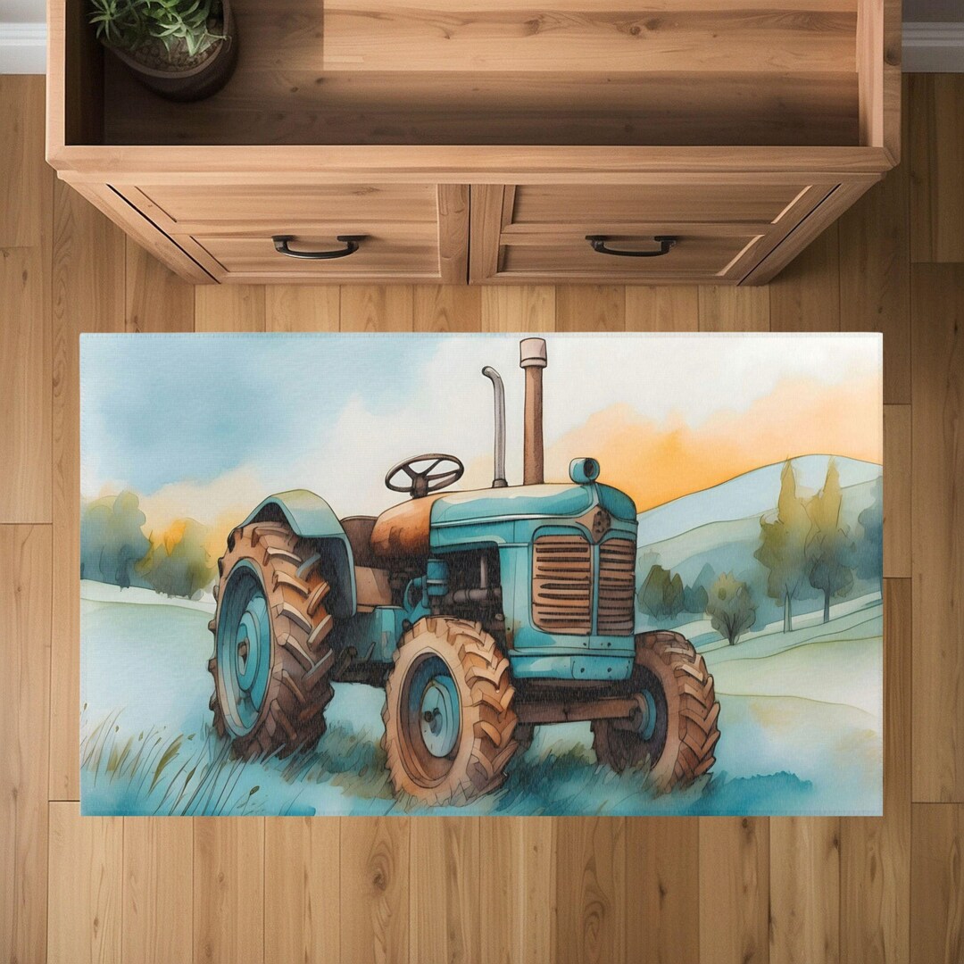 Tractor Rug for Nursery and Kids Rooms, Tractor Theme Decor, Rug for ...